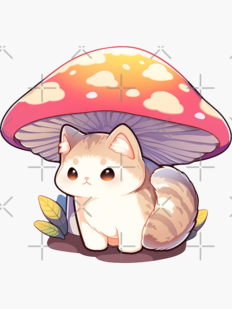 "Kawaii Mushroom Cat" Sticker for Sale by TheBakaAnime | Redbubble