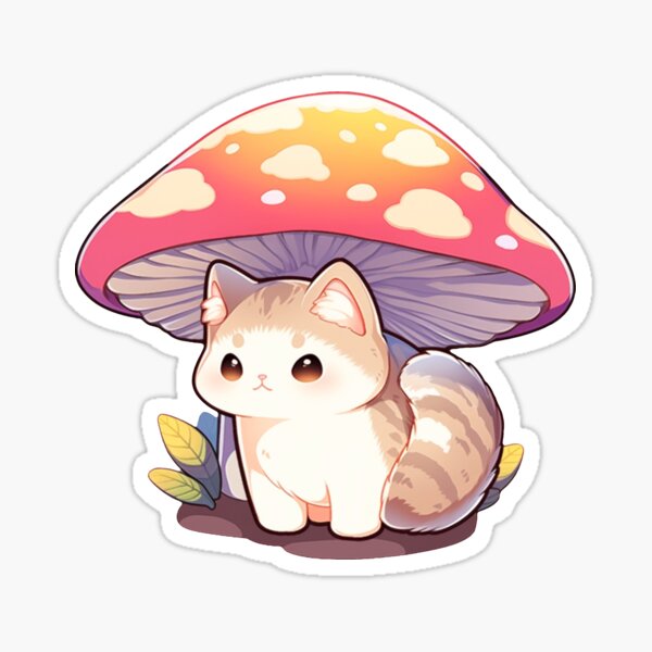"Kawaii Mushroom Cat" Sticker for Sale by TheBakaAnime | Redbubble