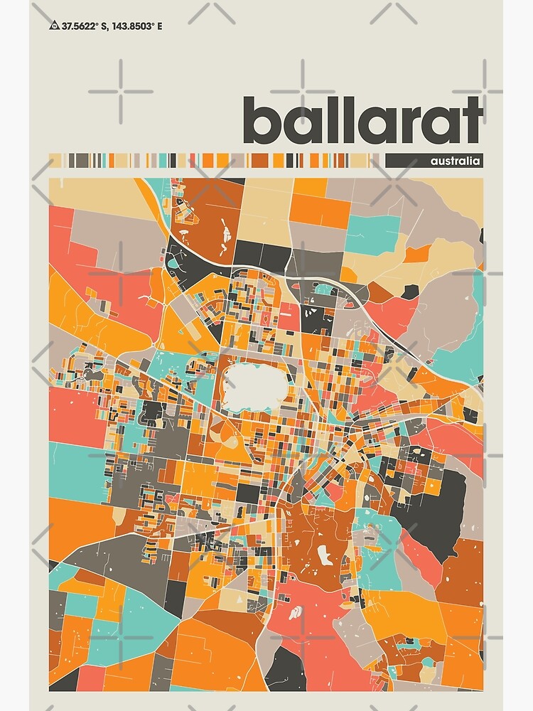 "Ballarat Colorful Map, Home decor, Ballarat Minimalist Map, Ballarat ...
