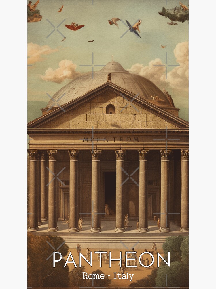 "A Vintage Poster of the Pantheon in Rome" Sticker for Sale by ...
