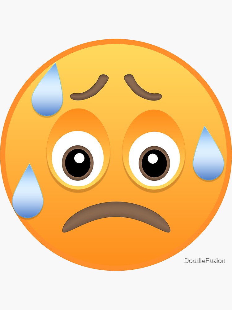 "Sweating Emoji" Sticker for Sale by DoodleFusion | Redbubble