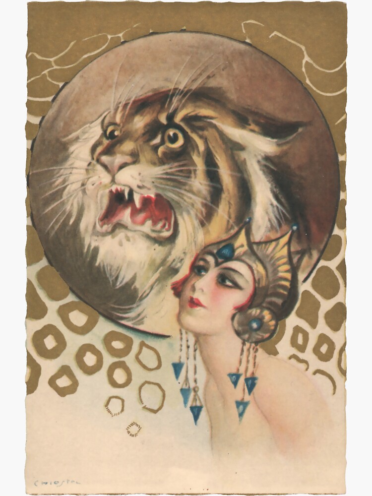 "Art Deco Tiger Lady" Sticker for Sale by TIGERRIFIC | Redbubble