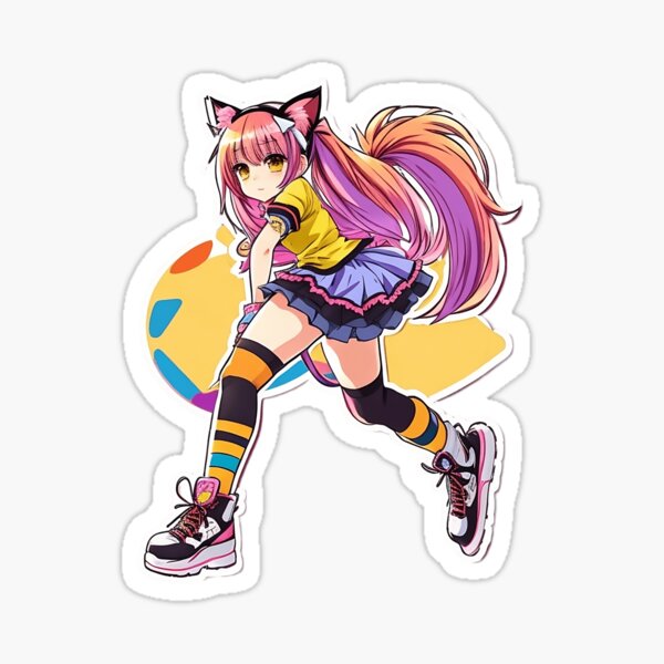 "Cute rainbow anime girl" Sticker for Sale by piwon | Redbubble