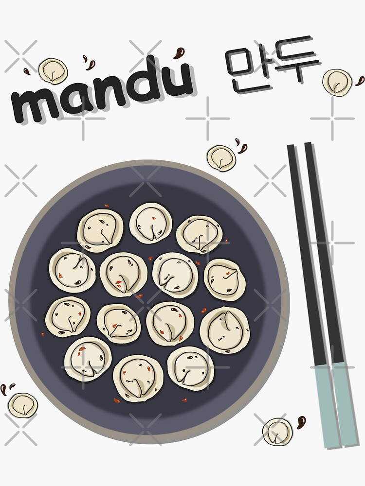 "Korean Mandu dumpling art, fun Asian food drawing " Sticker for Sale ...