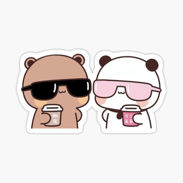 "BuBu Panda and DuDu Bear having coffee together :)" Sticker for Sale ...