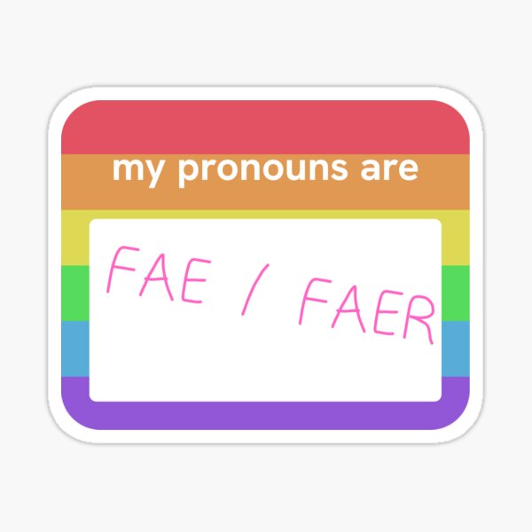 "Pronoun badge Fae / Faer" Sticker for Sale by geekgirlbookwrm | Redbubble