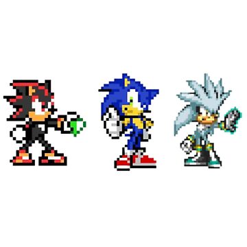 "shadow sonic and silver the hedgehog pixel art " Magnet by LuisDiazZ ...