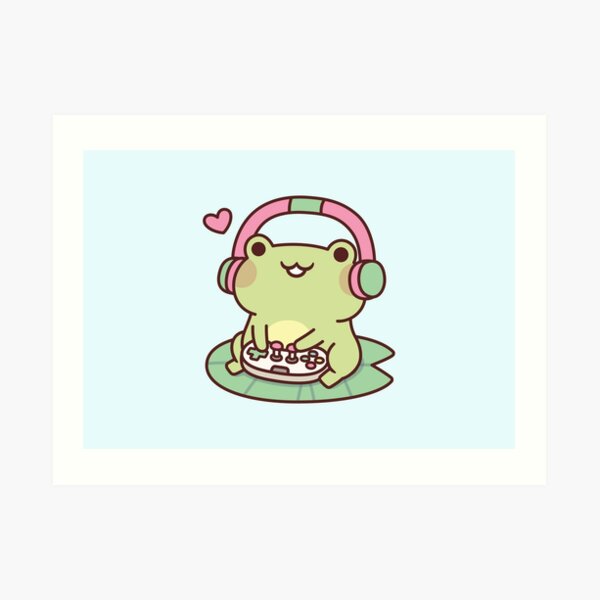 "Cute Gamer Frog Loves Playing Video Games" Art Print for Sale by ...
