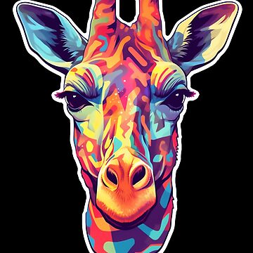 "AI Generated Trippy Giraffe Psychedelic Animal Art" Sticker for Sale ...