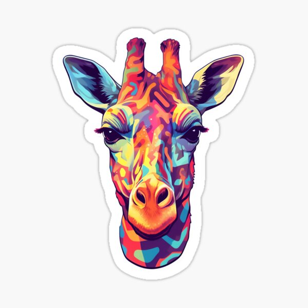 "AI Generated Trippy Giraffe Psychedelic Animal Art" Sticker for Sale ...