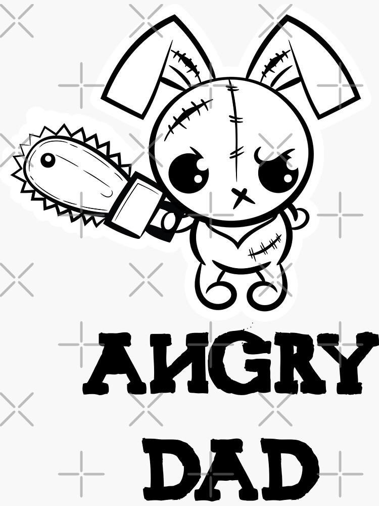 "Angry Dad Grumpy Voodoo Bunny Cute Monster" Sticker for Sale by ProjectX23 | Redbubble