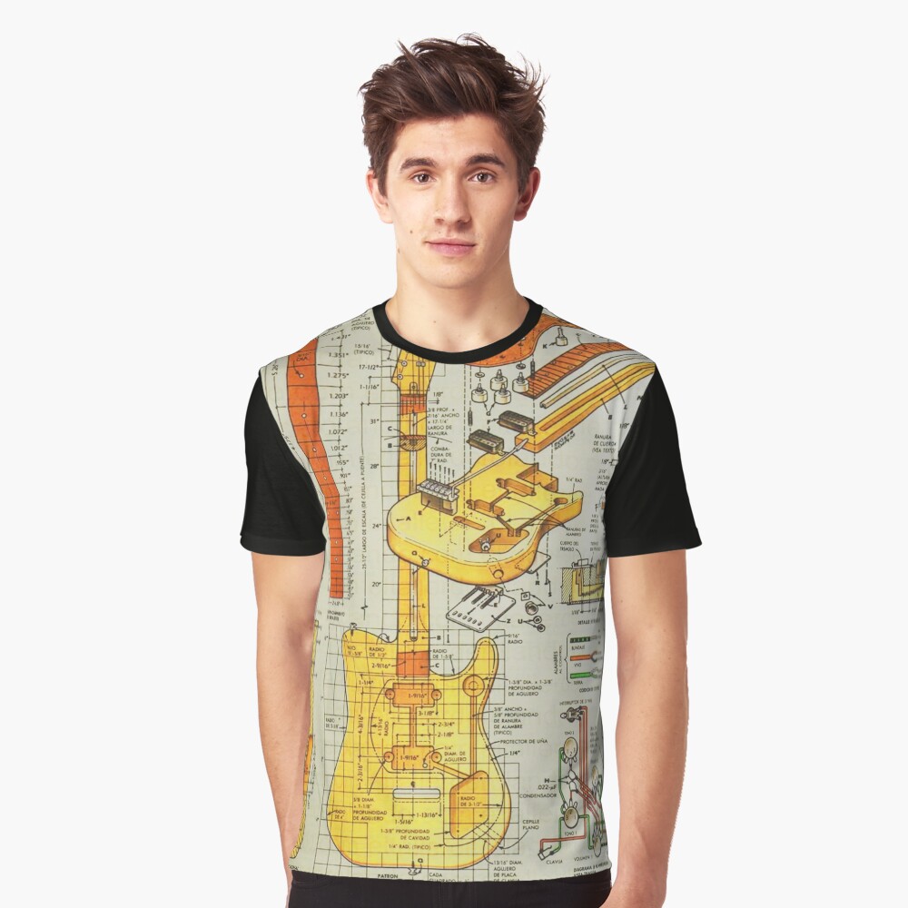 "Fender Telecaster classic vintage Electric Guitar plan art blueprint ...