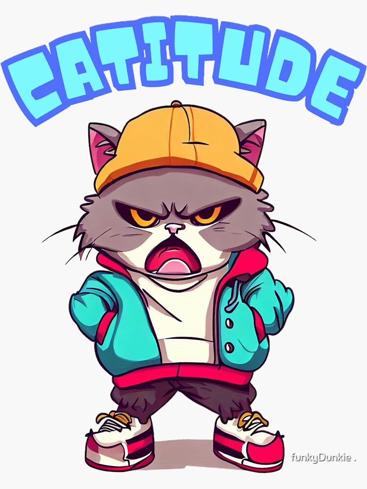"Catitude" Sticker for Sale by CraftAKJ | Redbubble