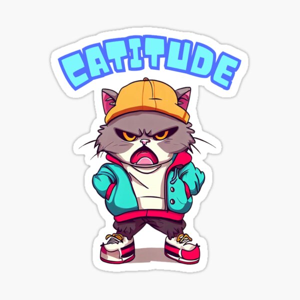 "Catitude" Sticker for Sale by CraftAKJ | Redbubble
