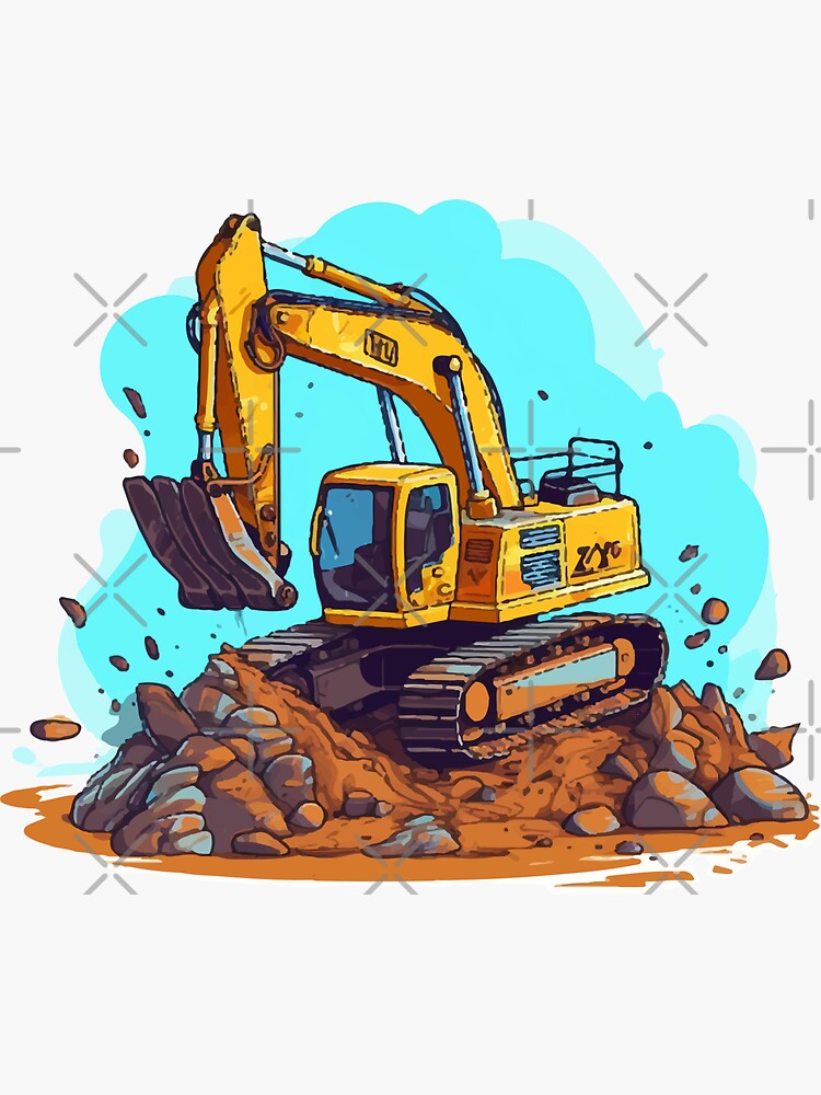 "Excavator - Master of Work in the Earth" Sticker for Sale by Cartoon ...
