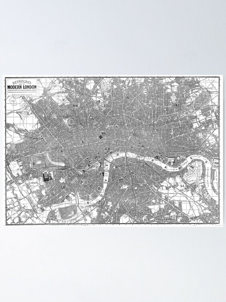 "Vintage Map of London England (1862) BW" Poster by BravuraMedia ...