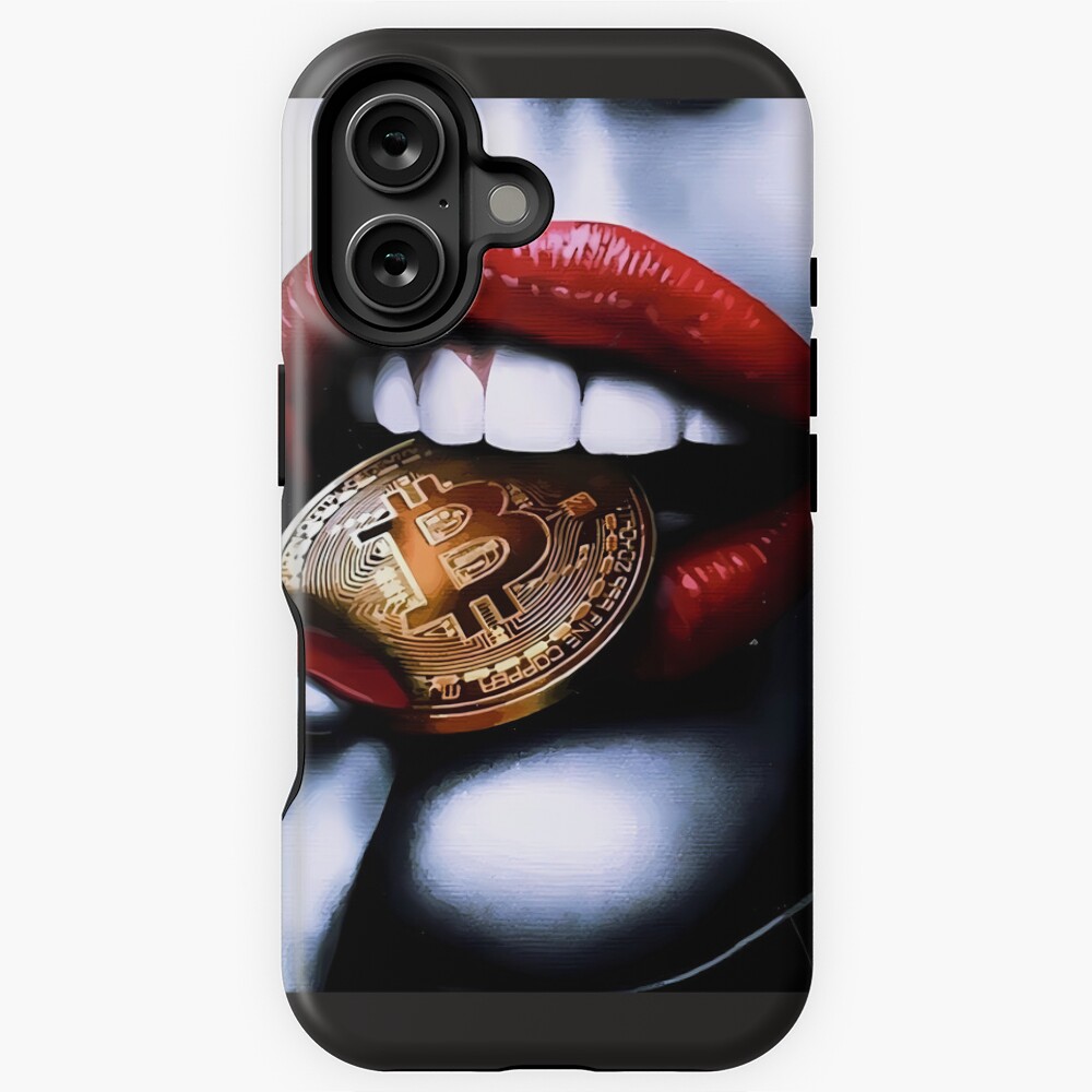 "Seductive Lips: Illustration of Bright Red Lips Biting into a Bitcoin ...