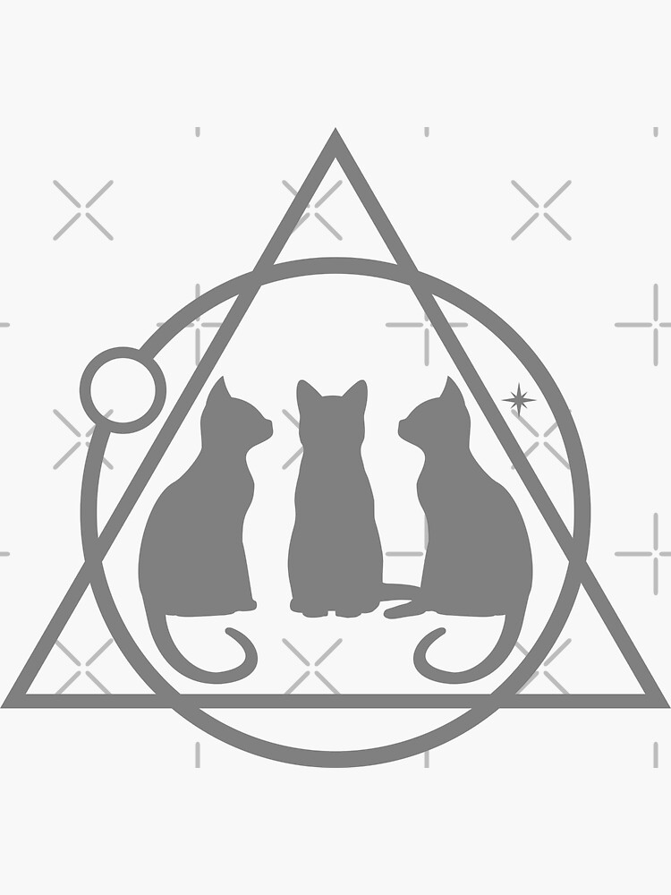 "Three Gray Shadow Cats Magic Circle Triangle" Sticker for Sale by ...