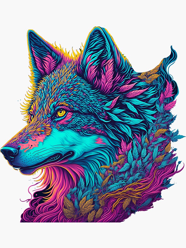 "uv reactive wolf" Sticker by ZenStickConcept | Redbubble