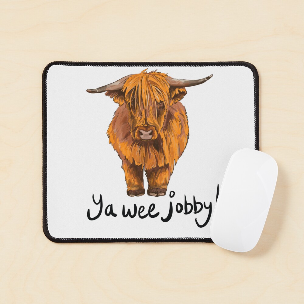 "Ya Wee Jobby - Highland Cow" Sticker for Sale by archiesgirl | Redbubble