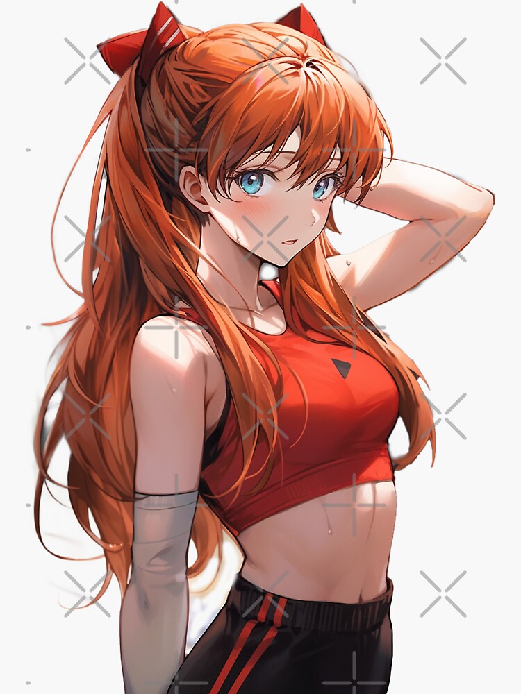 "Asuka Langley in a sports bra sticker fan art for Neon Genesis ...
