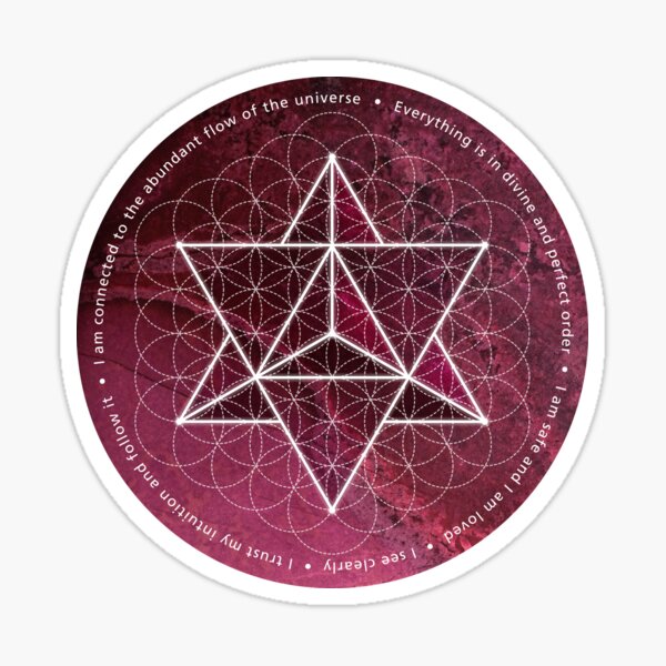 "Merkaba & Flower of life on sugilite" Sticker by RedCloudDesign ...