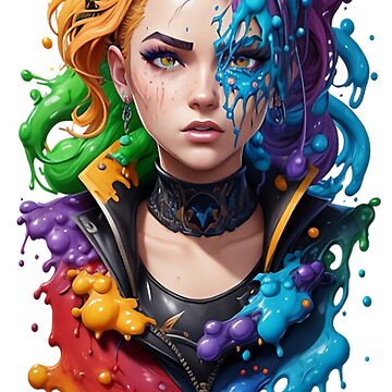"Multicolored Splash Girl v2" Sticker by Redwal15 | Redbubble