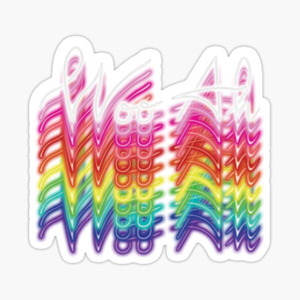 "Rainbow Neon Woo Ah - No Background" Sticker for Sale by Picassa166 ...