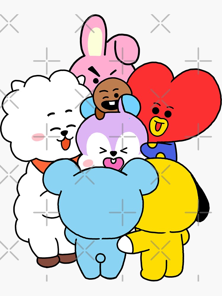 "bt21 cartoon friends surrounding mang" Sticker for Sale by Color ...