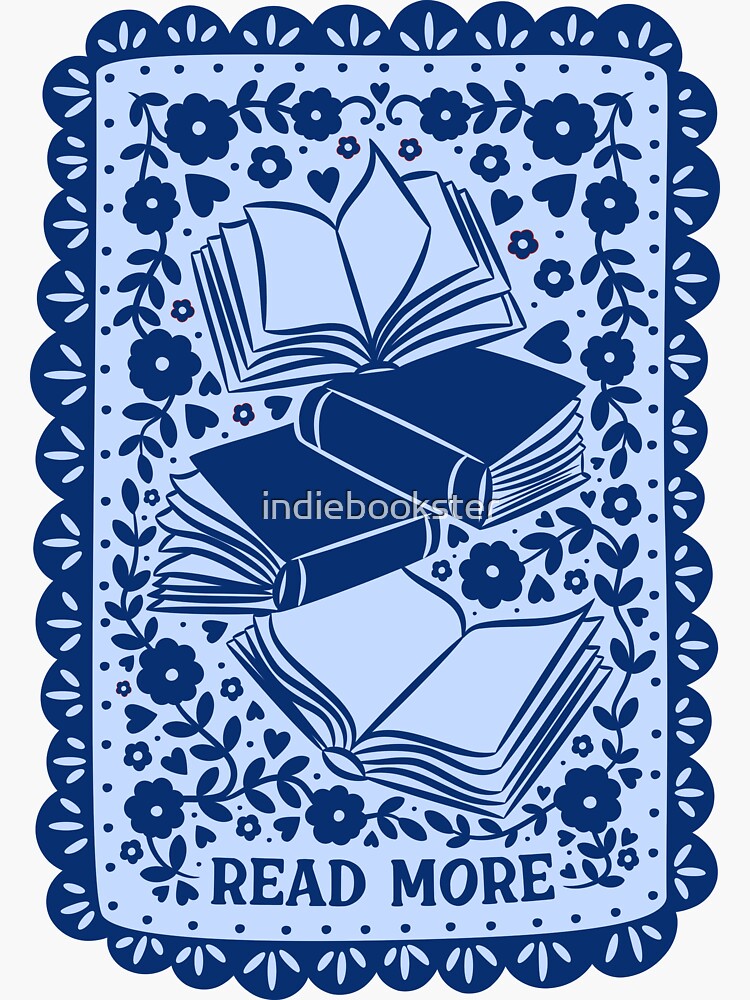 "read more blue card" Sticker for Sale by indiebookster | Redbubble