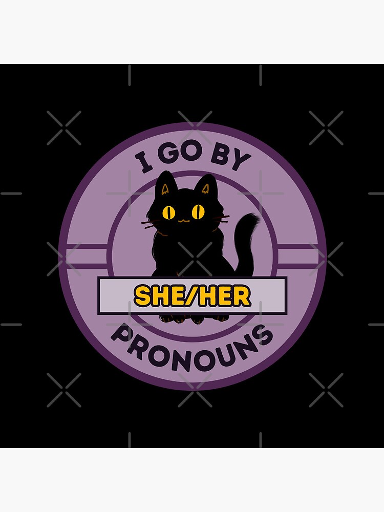 "She/Her Pronouns | LGBTQ Pride Witchy Black Cat | She Her pronoun" Pin for Sale by FuriaLGBTQ ...
