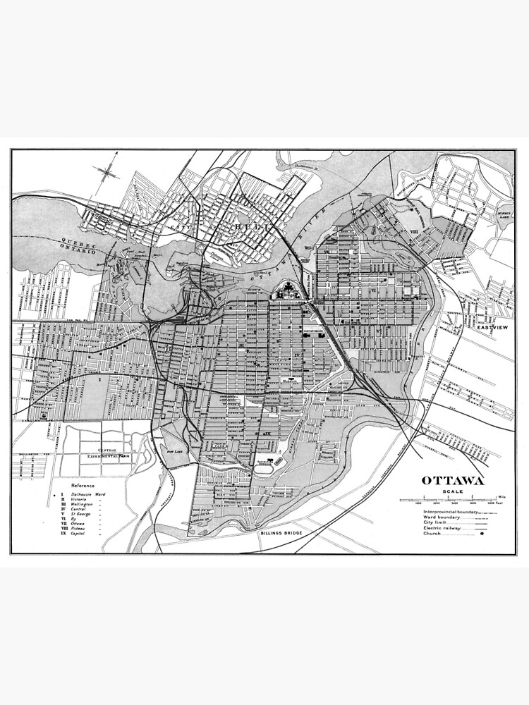"Vintage Map of Ottawa Canada (1915) BW " Poster by BravuraMedia ...