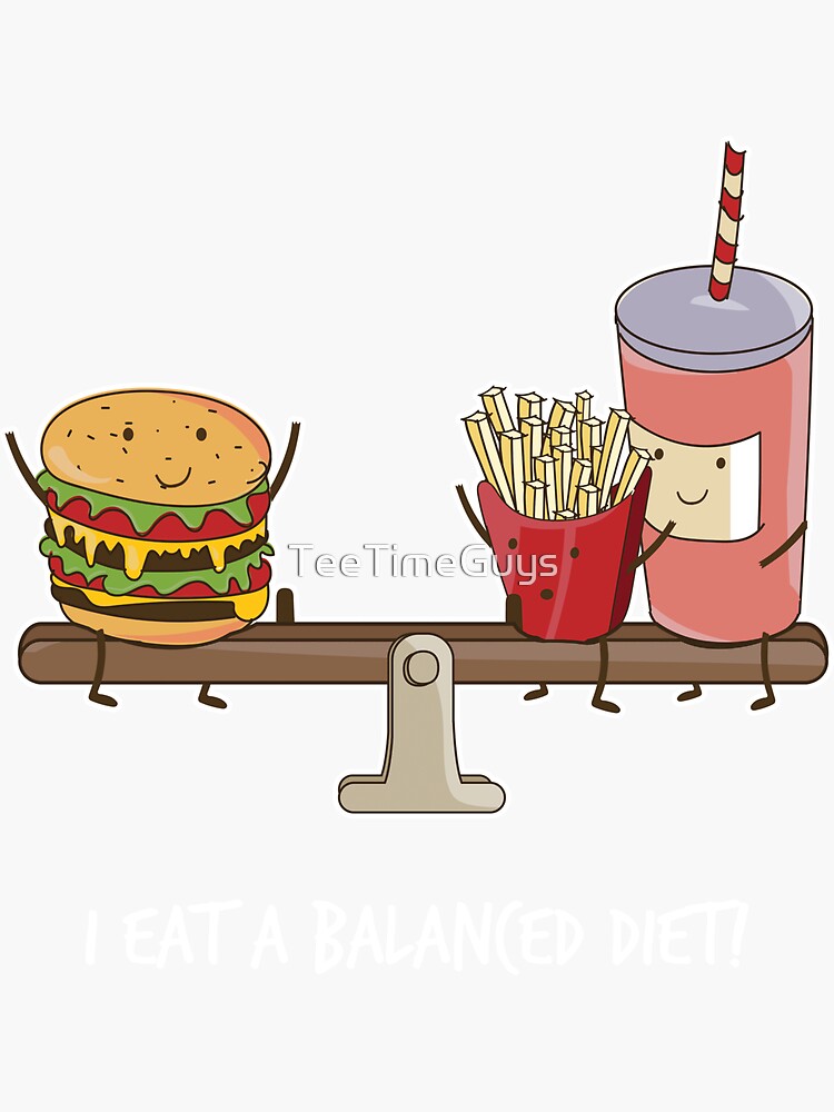 "I Eat A Balanced Diet" Sticker for Sale by TeeTimeGuys | Redbubble