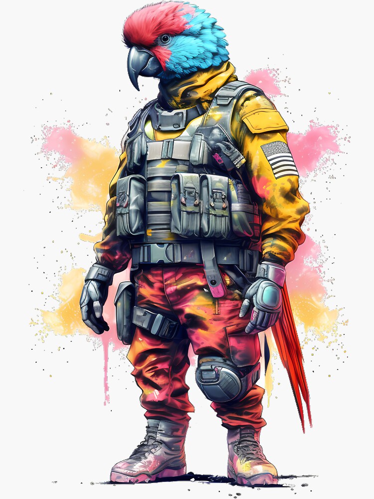 "Pablo the Tactical Parrot" Sticker for Sale by MojoMcFunk | Redbubble