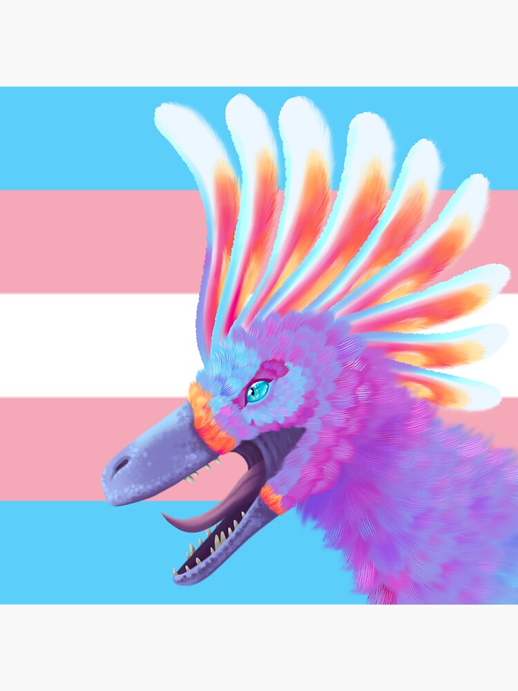 "Trans Pride Raptor | Trans Flag | Feathered Dinosaur Paleoart" Sticker ...