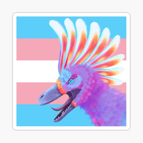 "Trans Pride Raptor | Trans Flag | Feathered Dinosaur Paleoart" Sticker ...