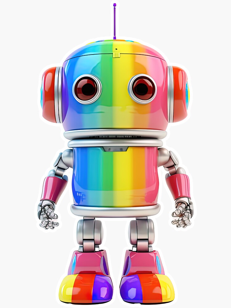"Cute Pride Rainbow Robot LGBTQIA+ Friendly " Sticker for Sale by EverettAtlas | Redbubble