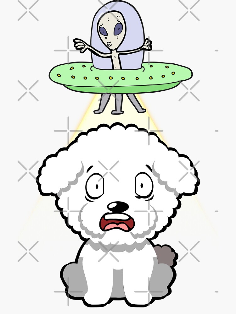 "Cute Furry Dog is being abducted by aliens" Sticker for Sale by Pet ...