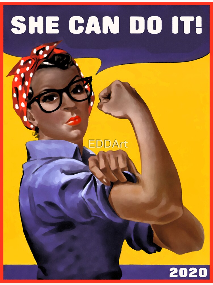 "Retro Poster - She Can Do It 2020" Sticker for Sale by EDDArt | Redbubble