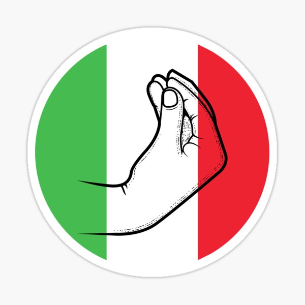 "Italian Hand Gesture Sign Language Funny Italy Flag" Sticker for Sale ...