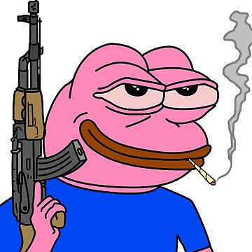 "Pepe pink frog with Ak 47 rifle" Sticker for Sale by ShopEasy9 | Redbubble