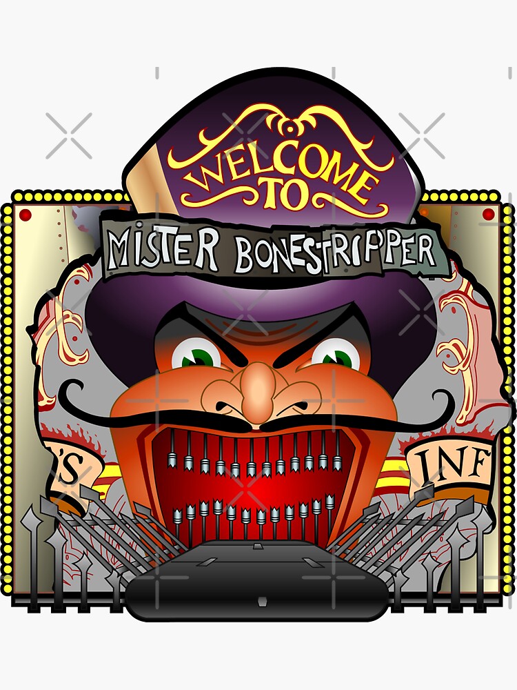 "Mr Bonestripper" Sticker for Sale by robotghost | Redbubble