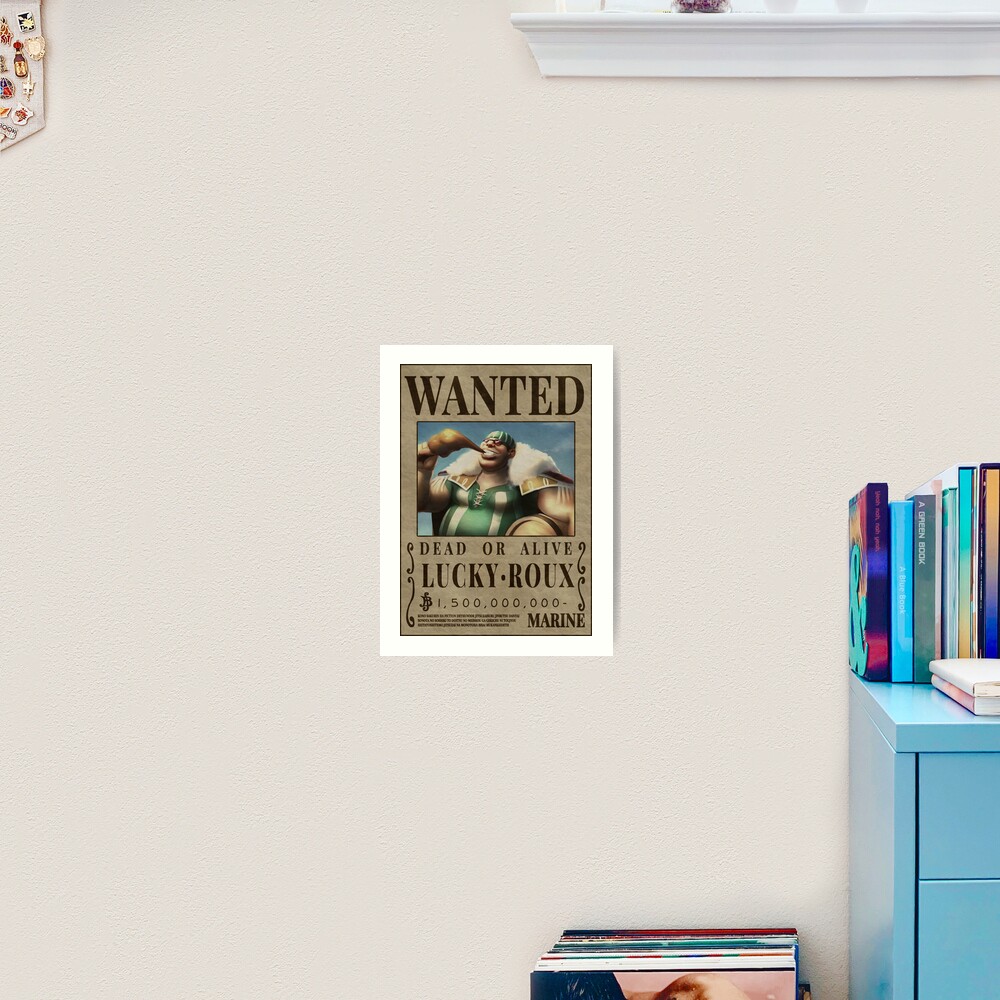 "One Piece Lucky Roux Wanted Lucky Roo wanted poster" Poster for Sale ...
