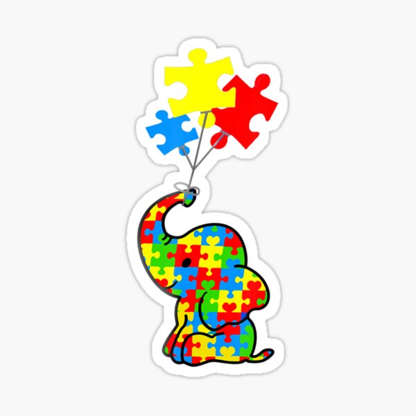 "Autism Elephant Puzzle Piece Heart Awareness " Sticker for Sale by ...