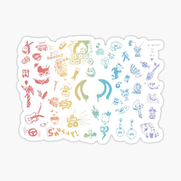 Yungblud Drawings Tattoo Sheet Rainbow Sticker For Sale By Sarascoprox Redbubble
