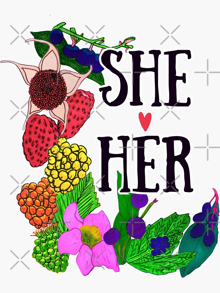 "Berry She Her" Sticker for Sale by MaeBeKind | Redbubble