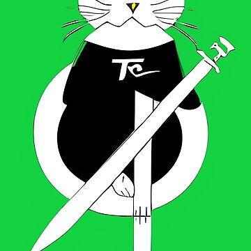 "Feline Blade Master: Cat with Sword T-Shirt" Sticker for Sale by ...
