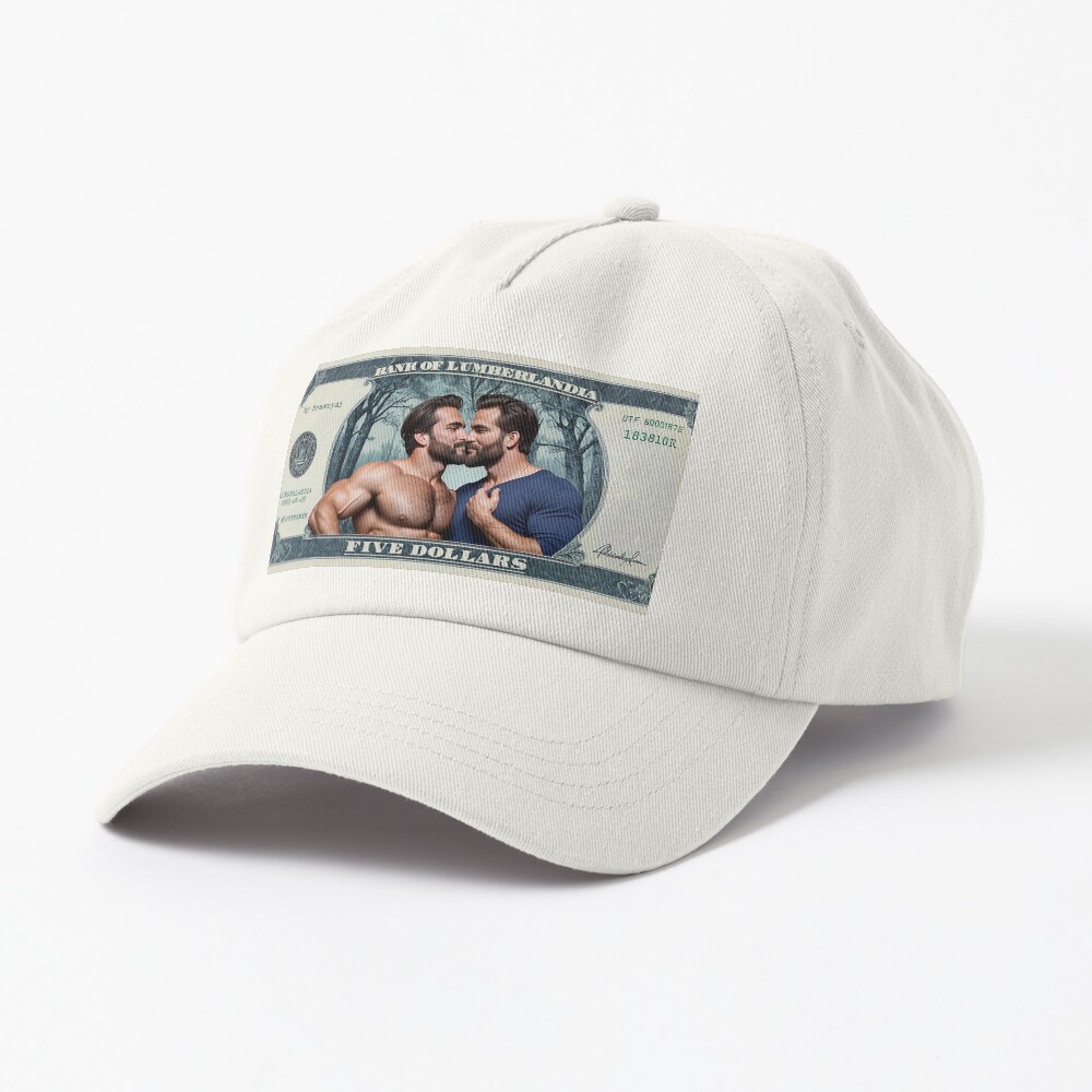 "Lumberlandia $5 Bill - Hunk Men Kissing" Sticker for Sale by BrawnyAi ...