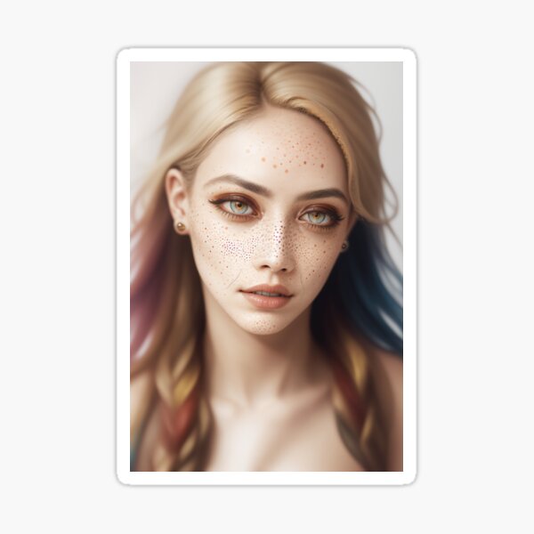 "Beautiful woman with freckles and watercolor 3" Sticker for Sale by ...