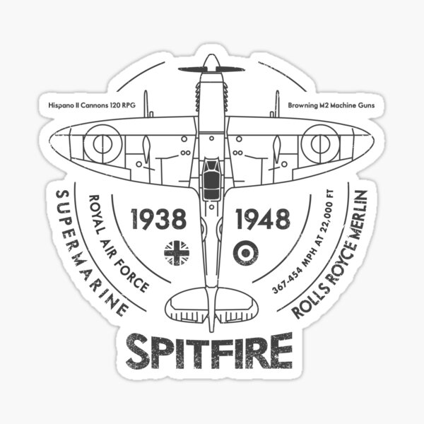 "Vintage RAF Spitfire WW2 Fighter Plane (light)" Sticker for Sale by ...